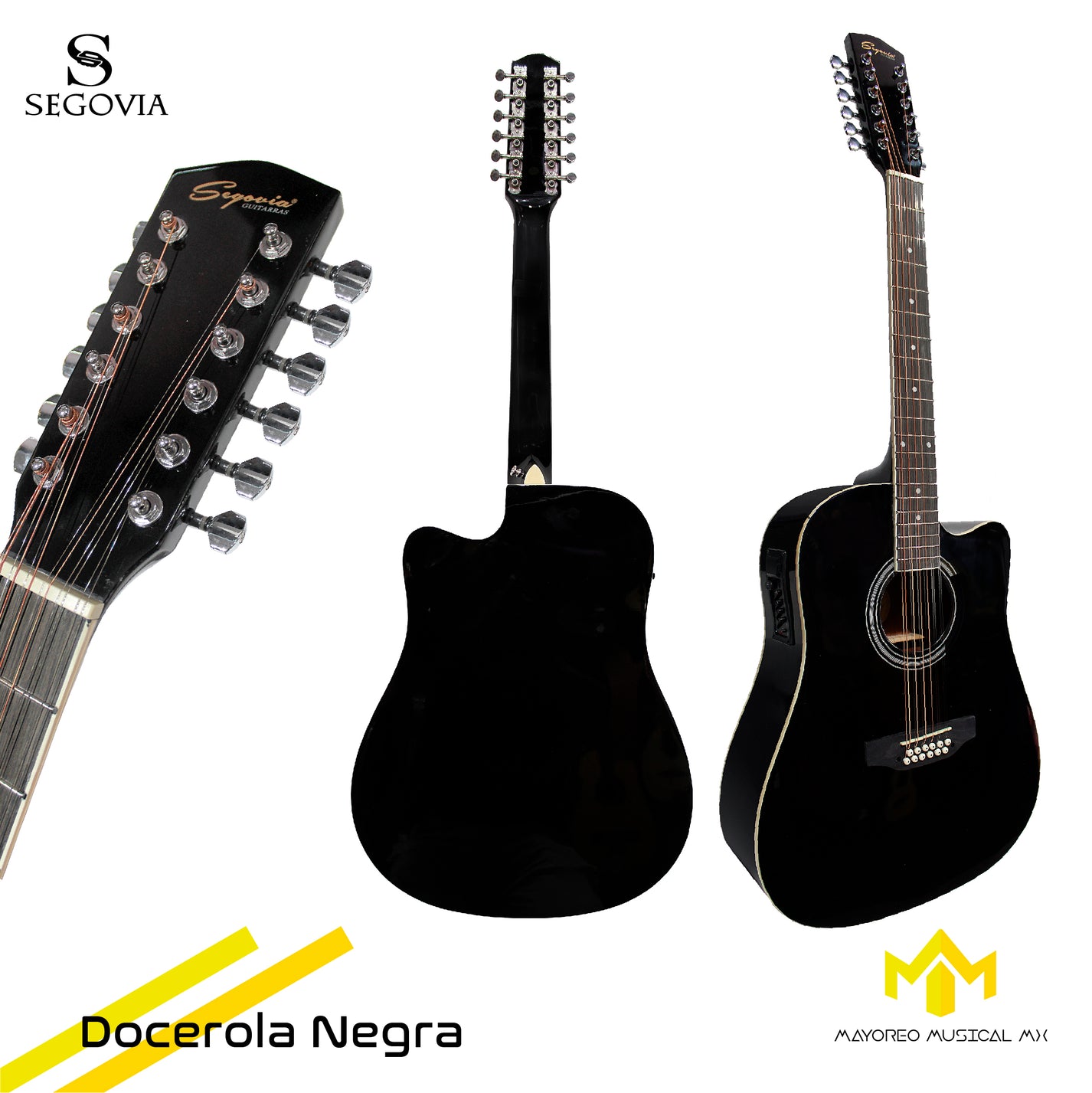 DOCEROLA SEGOVIA NEGRA C/PASTILLA – Mayoreo Musical MX
